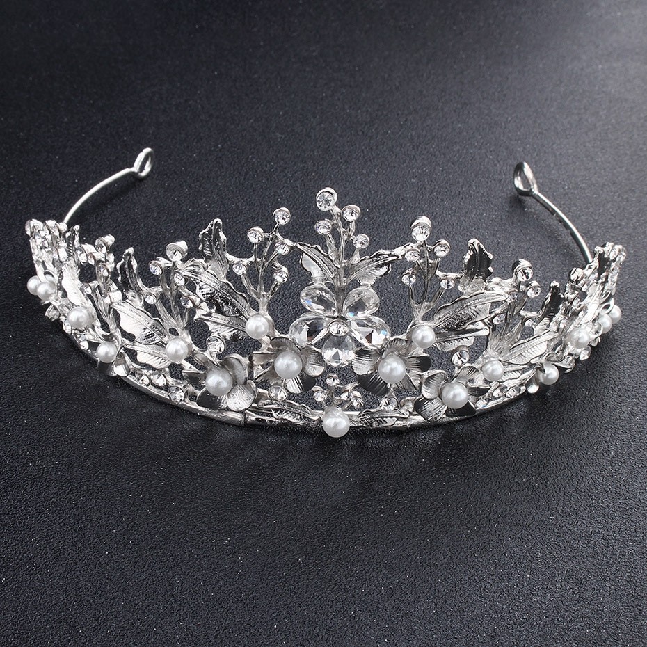Leaf flower pearl bridal crown 1PCS - Carahair.com